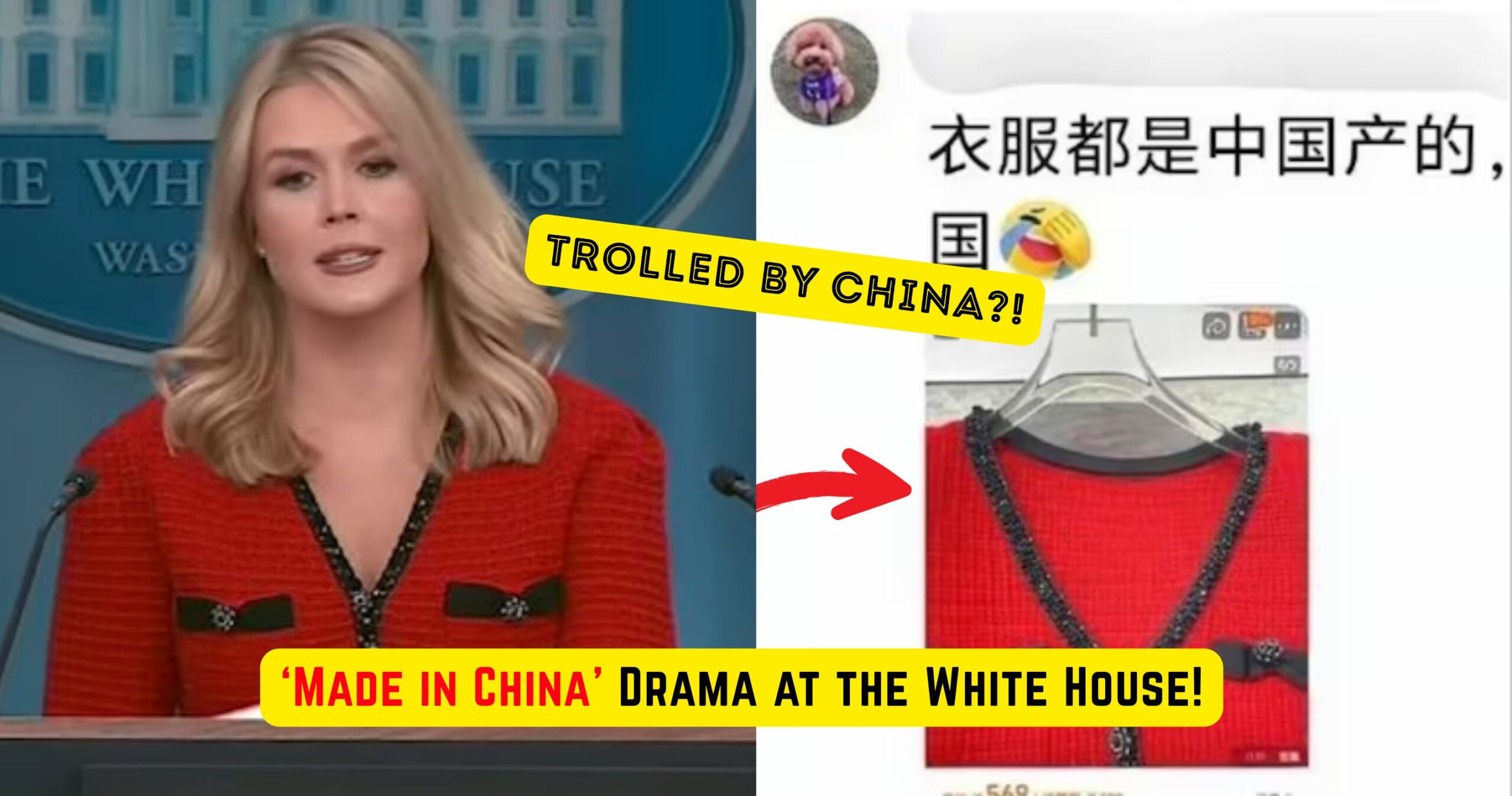 🔥 Karoline Leavitt’s ‘Made in China’ Dress Sparks Fiery US-China Trade ...