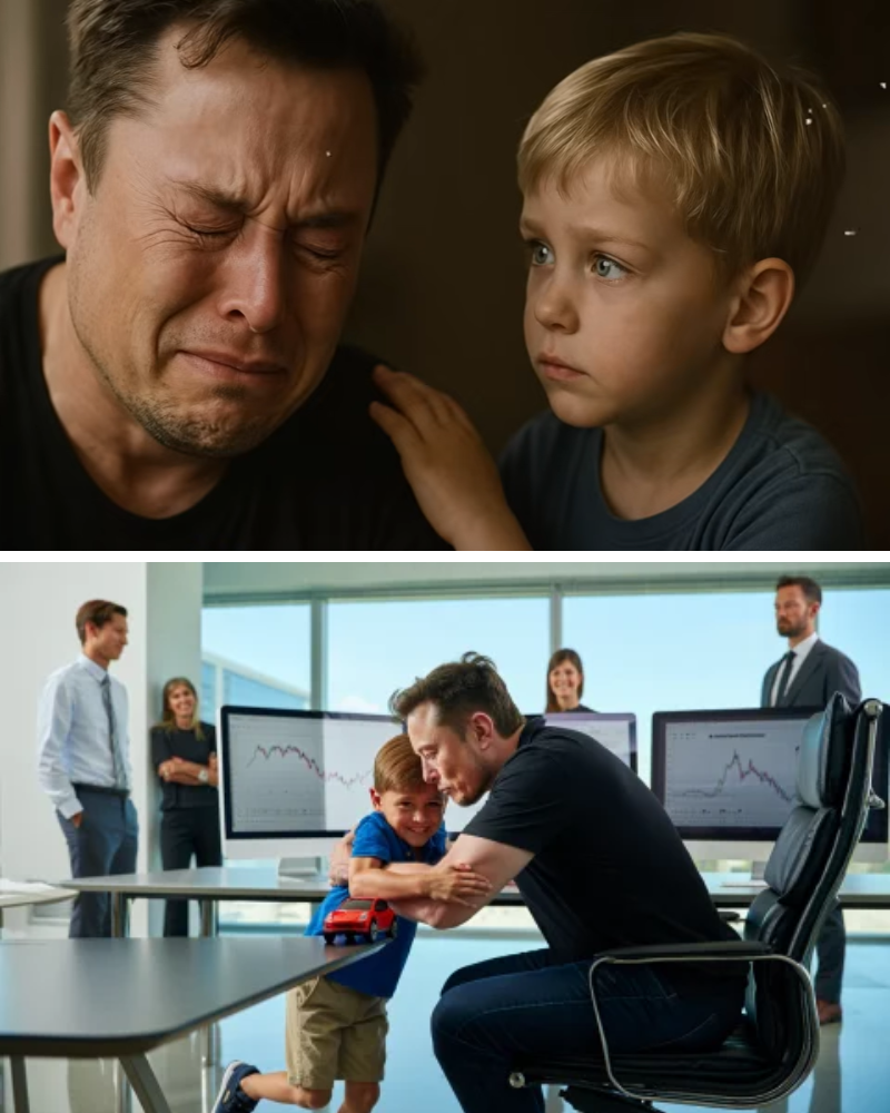 Elon Musk Breaks Down as Tesla Stock Plummets – Then His 4-Year-Old Son ...