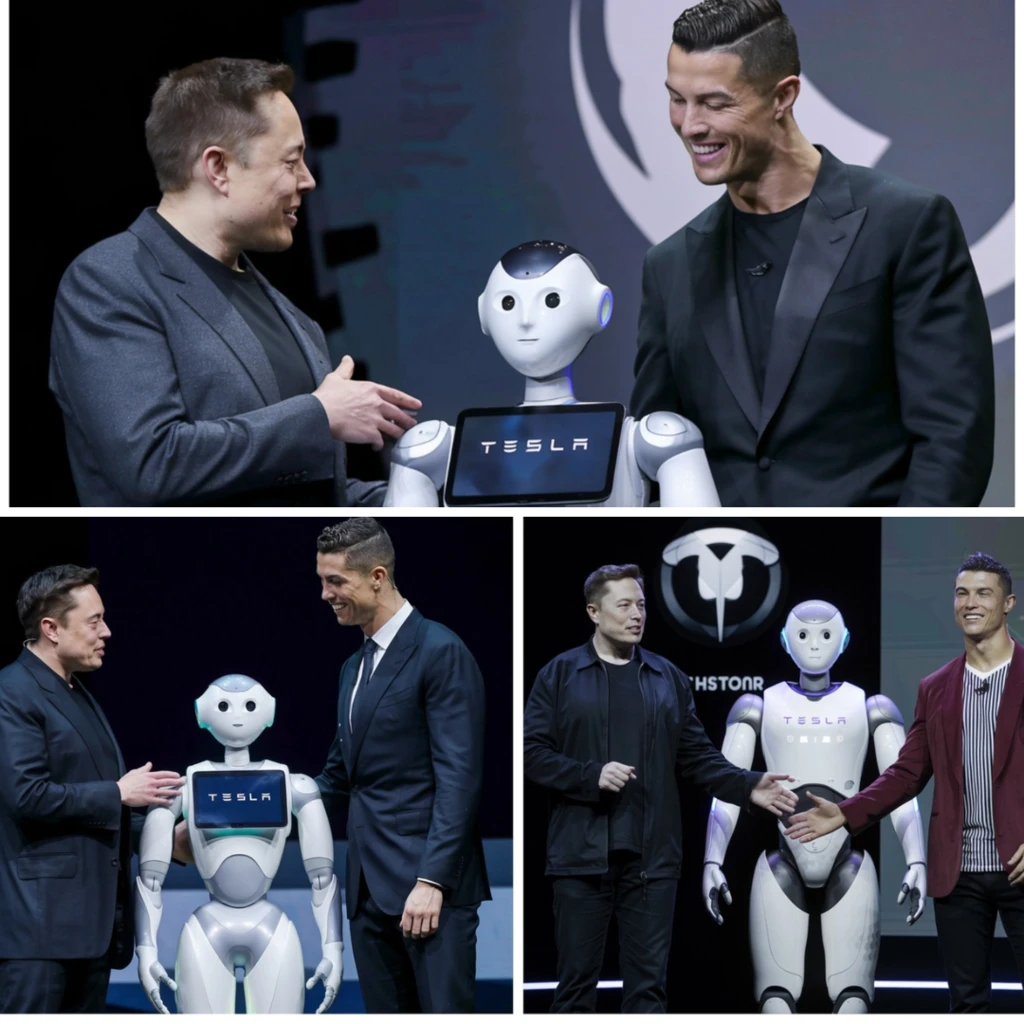 Elon Musk Introduces Tesla’s Optimus Humanoid Robot to Cristiano ...